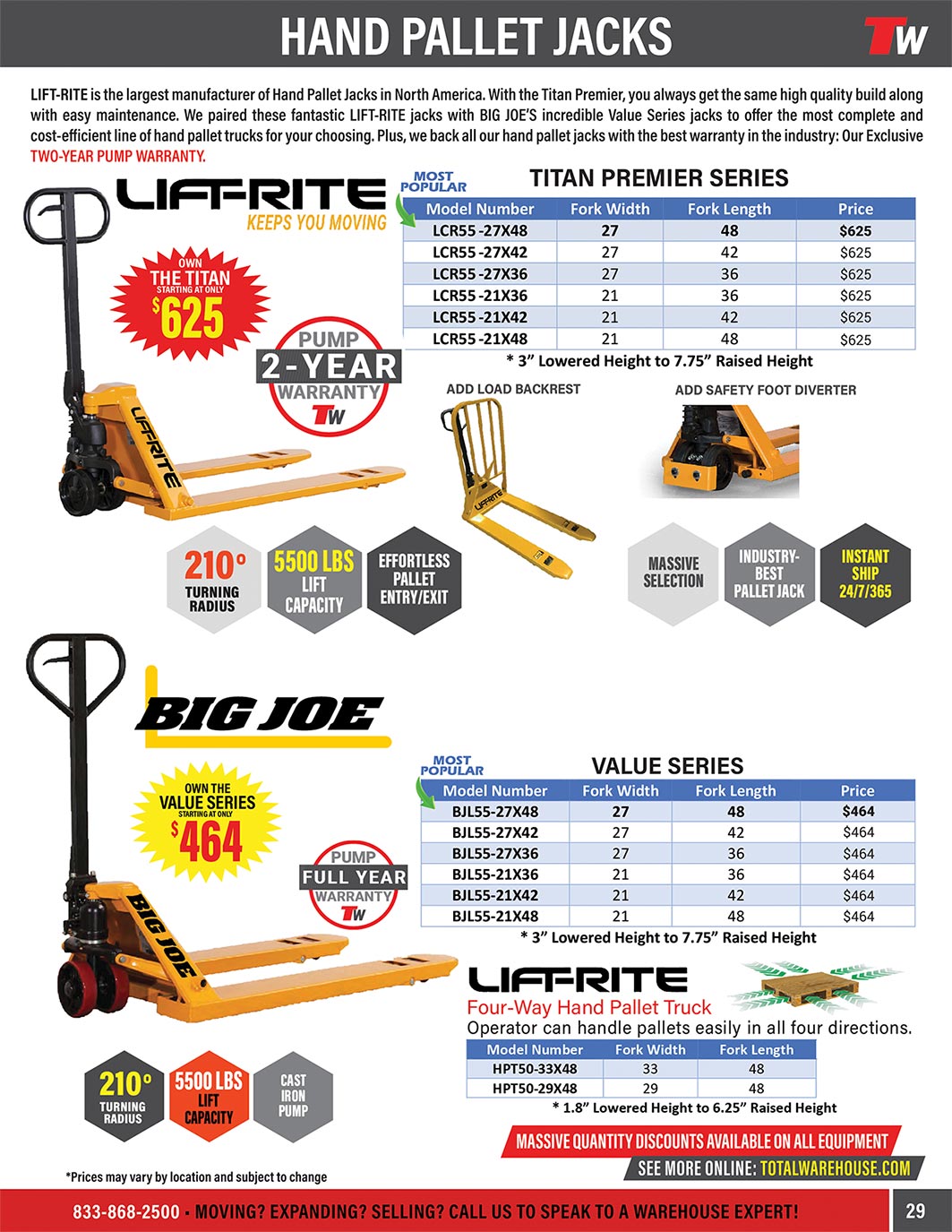 Lift Rite Titan Series Hand Pallet Jack - Total Warehouse